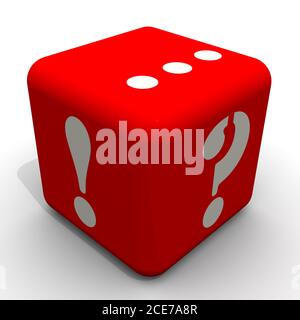 Domande e risposte. Cubo rosso con simboli di esclamazione, punto ...