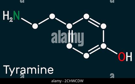 Tiramina, molecola di tiramina. Si tratta di composto monoamminico ...