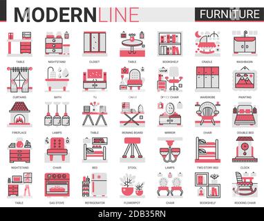 Set di mobili semplici icone vettoriali come elementi di design ...