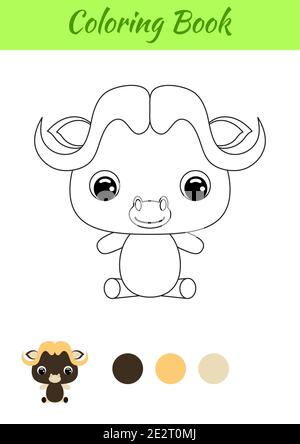 Libro da colorare piccolo muschio bue bambino. Pagina da colorare per ...