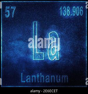 Il lantanio La elemento chimico. Segno di lantanio con numero atomico ...