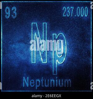 Elemento chimico del neptunio, segno con numero atomico e peso atomico ...
