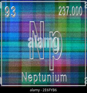 Elemento chimico del neptunio, segno con numero atomico e peso atomico ...