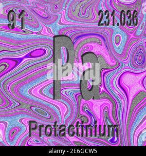 Elemento chimico del protactinio, segno con numero atomico e peso ...