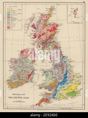 Isole britanniche geologiche. Pliocene Cretaceo Giurassico Triassico &C ...