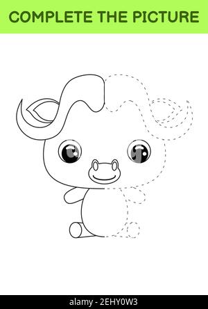 Libro da colorare piccolo muschio bue bambino. Pagina da colorare per ...