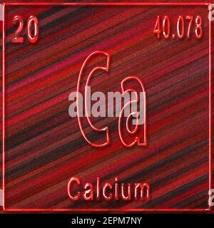 Elemento chimico del calcio, segno con numero atomico e peso atomico ...