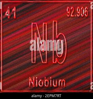 Elemento chimico del niobio, segno con numero atomico e peso atomico ...