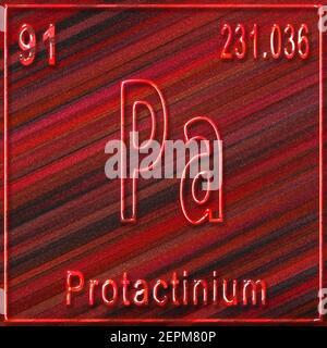 Elemento chimico del protactinio, segno con numero atomico e peso ...