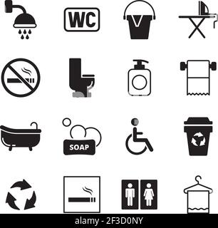Icone e simboli dei bagni maschili e femminili. Water armadio vettore ...