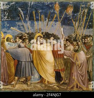 Il bacio di Giuda di Giotto di Bondone c. 1305 affresco della cappella ...