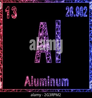 Alluminio Al elemento chimico. Segno di alluminio con numero atomico ...