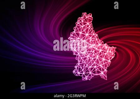 Mappa di Lussemburgo, mappa poligonale a maglie, mappa moderna colorata ...