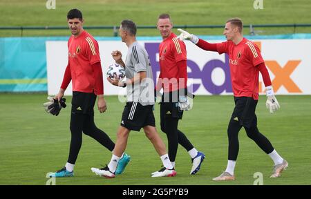 Il portiere belga Thibaut Courtois, il belga Thomas Meunier, il belga ...