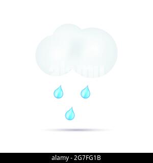 Cartoon cloud con gocce di pioggia isolato su sfondo bianco Immagine e ...