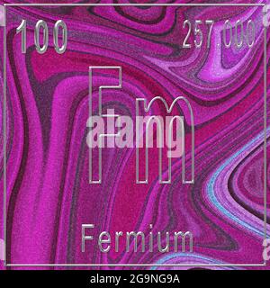 Elemento chimico al fermio, segno con numero atomico e peso atomico ...
