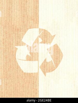 Simbolo di riciclo delle frecce sulla struttura di cartone a strisce ...