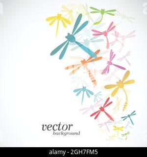 Illustrazione Vettoriale di libellula su uno sfondo bianco. Colorate ...