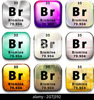 BR bromo elemento chimico Tavola periodica. Illustrazione a vettore ...