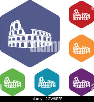 Colosseo, Roma. Simbolo italiano. Set di logo vettoriali astratti ...