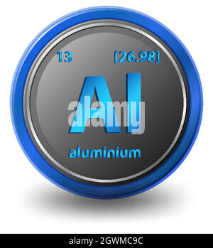 Simbolo in alluminio. Elemento chimico della tabella periodica ...