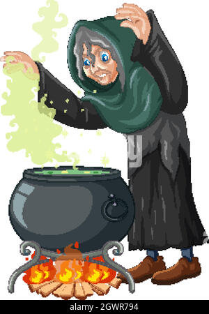 Pentola di pozione magica isolato. Accessorio della strega. Halloween ...