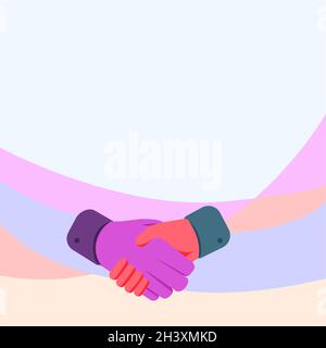 Disegno delle mani in posizione Handshake che mostra il contratto di ...