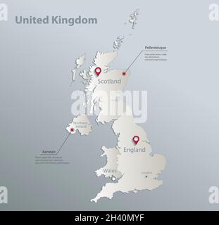 Mappa del Regno Unito, divisione amministrativa, separare le singole ...