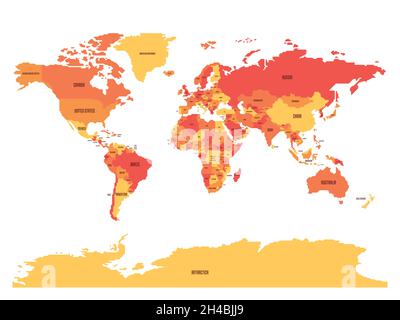 Mappa schematica semplificata di World. Mappa politica dei paesi con ...