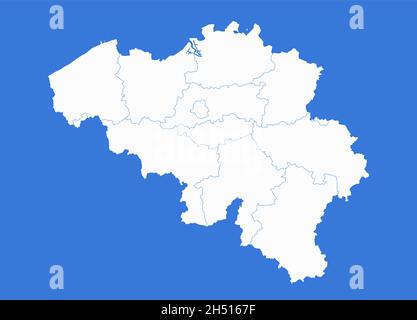 Belgio Mappa Politico con capitale Bruxelles, confini nazionali più ...