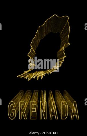 Mappa di Grenada, su sfondo nero, mappa con bandiera Foto stock - Alamy