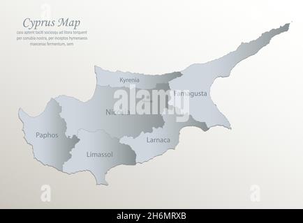 Cipro mappa politica delle divisioni amministrative - distretti. Mappa ...