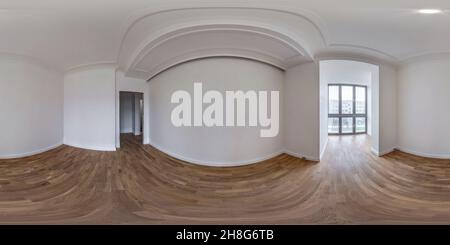 Vista a 360 gradi di camera bianca vuota senza mobili. panorama hdri ...