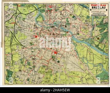 Wrocław Mappa, Wrocław Stampa mappa, Old Wrocław Mappa, Mappa di ...