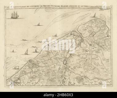 Mappa delle Fiandre occidentali, 1707, 1707 Mappa delle Fiandre ...