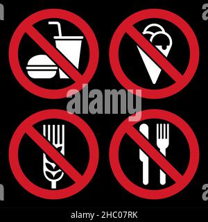 Simbolo di divieto con coltello e forchetta icona illustrazione Foto ...