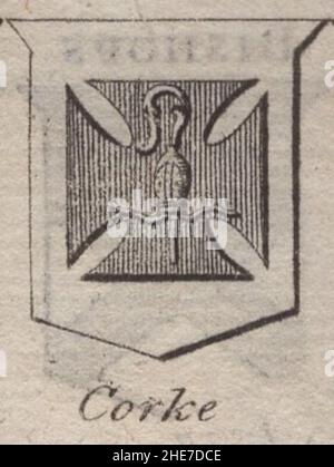 Antico 18th secolo incisione stemma eraldico, Duchi inglesi , motto ...