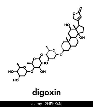 Digossina scompenso cardiaco molecola di farmaco. estratto da foxglove ...