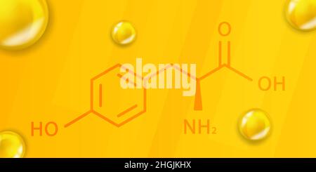 Tirosina (l-tirosina, Tyr, Y) aminoacido molecola. Stilizzata di ...