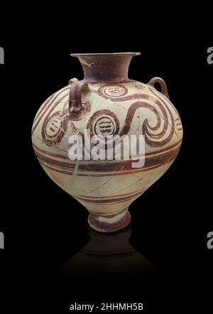 Ceramica micenea . Vasetto piriforme con disegno di papiro floreale ...