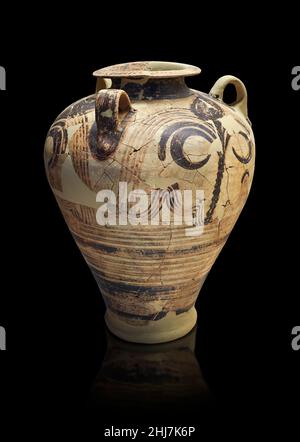 Ceramica micenea . Vasetto piriforme con disegno di papiro floreale ...