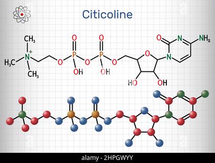 Molecola di citicolina, CDP-colina, citidina difosfato-colina. È usato ...