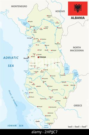 Mappa vettoriale Tirana. Mappa vettoriale dettagliata dell'area ...