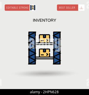Icona piatta del sistema di gestione magazzino. Semplice cartello dalla ...