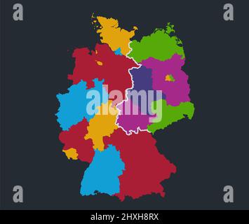 Mappa della Germania divisa su mappa dell'ovest e dell'est, divisioni ...