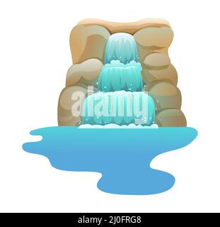 Cascata tra le rocce. La cascata fruscii verso il basso. Flusso d'acqua ...