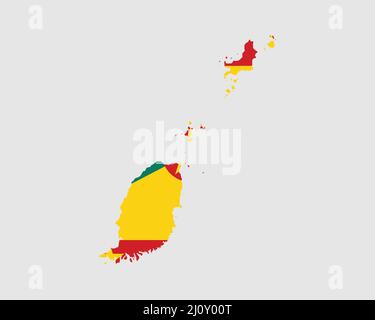 Grenada mappa, Caraibi isola paese. Mappa dettagliata con confine ...