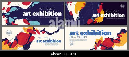 Set di striscioni per mostre d'arte, invito all'esposizione moderna ...