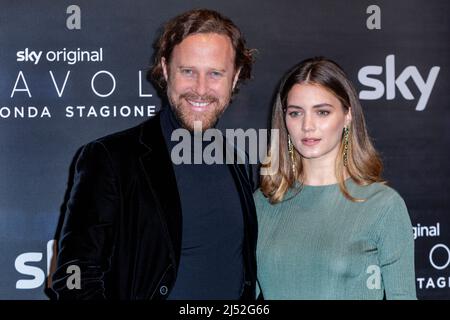 Jan Michelini (L), e Giusy Buscemi (R) partecipano alla festa di lancio ...