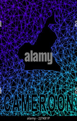 Mappa del Camerun, mappa della linea a maglia poligonale, mappa moderna ...